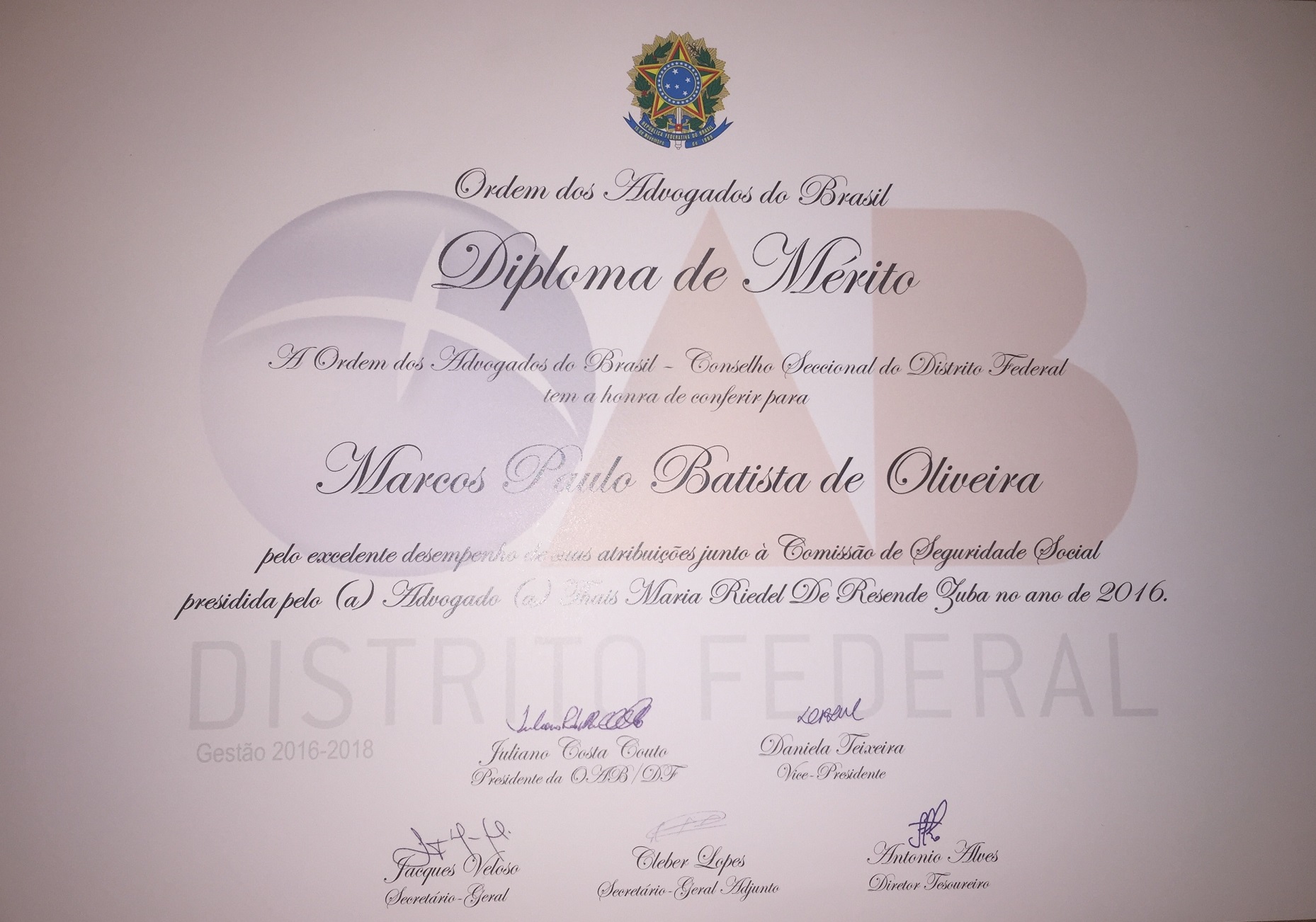 #02 – Comissão de Seguridade Social da OAB/DF – 17/05/17 – Diploma de ...